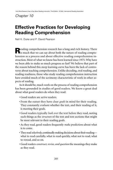 pdf effective practices for developing reading comprehension