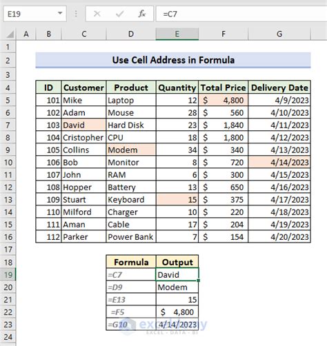 How To Use Cell Address In Excel Formula 8 Suitable Examples