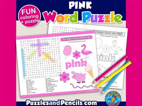 Things That Are Pink Word Search Puzzle And Colouring Colour