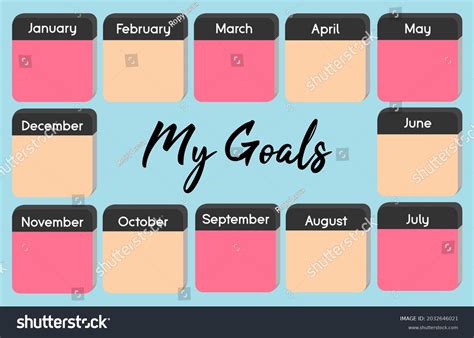 Colorful Monthly Target Plan Template Background Stock Vector Royalty