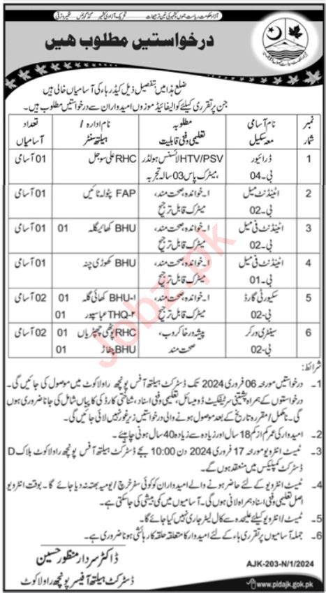District Health Office Poonch Rawalakot Jobs 2024 2025 Job