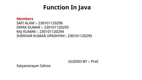 Functions In Java Ppt Safi Pptx Web Development Internet