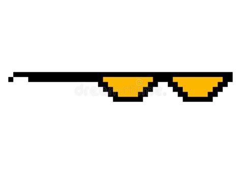 Fun Retro Pixel Sun Glass Icon Life Style Meme Sunglasses Thug Vector
