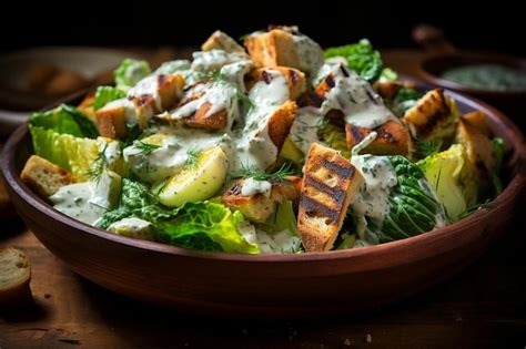 Premium Photo Chicken Caesar Salad With Chopped Parmesan Cheese