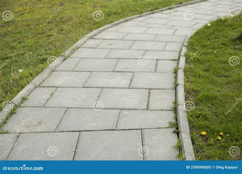 Path In Park Tile Trail Through Park Details Of Pedestrian Zone Stock
