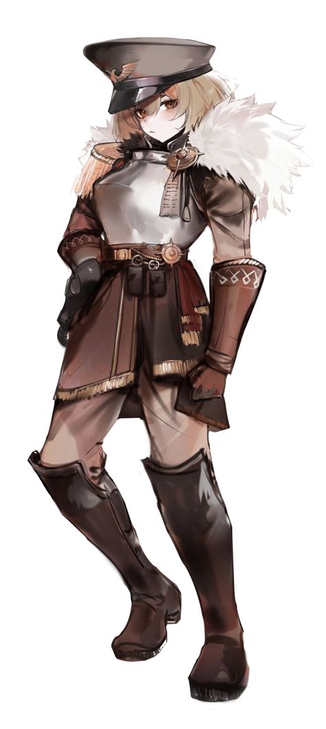 Safebooru 1girl Absurdres Armor Black Footwear Boots Breastplate Brown Eyes Brown Skirt