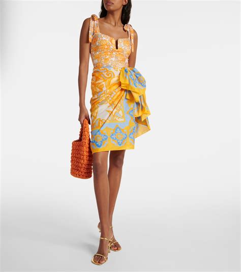Printed Cotton And Silk Beach Cover Up In Yellow La Double J Mytheresa