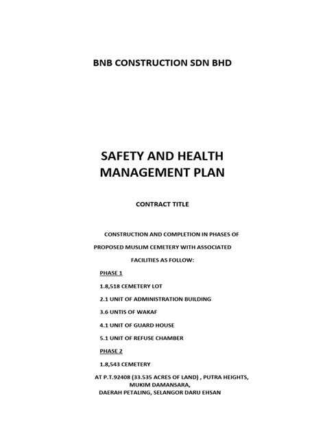 01 Safety And Health Management Plan Pdf Occupational Safety And