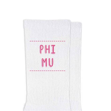Phi Mu Crew Socks Printed In Sorority Colors
