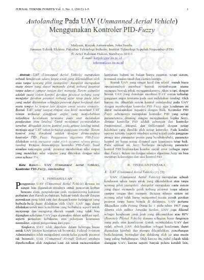 Autolanding Pada Uav Unmanned Aerial Vehicle Menggunakan Kontroler Pid Fuzzy
