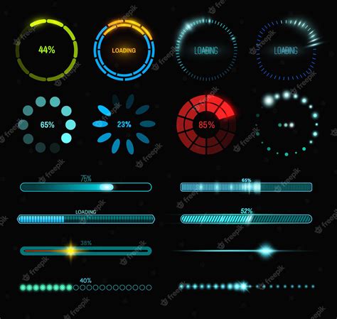 Premium Vector Loading Process And Status Bar Icons Hud Interface Vector Sci Fi Digital