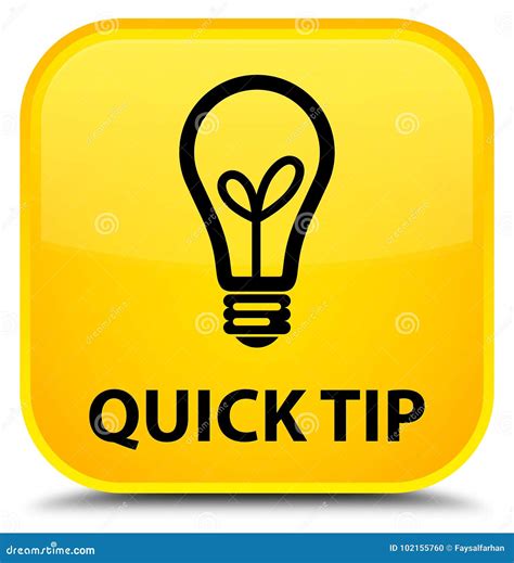 Quick Tip Bulb Icon Special Yellow Square Button Stock Illustration