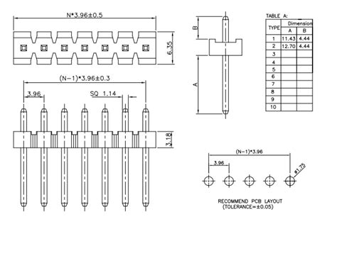 Single Row Straight Mm Pitch PIN Header P Vertical Through