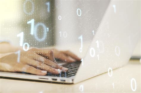 Premium Photo Creative Abstract Binary Code Sketch And Hands Typing On Computer Keyboard On