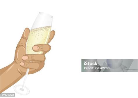 손에는 샴페인 잔을 보유 하고있다 기쁜 성 탄과 행복 한 새로운 Yearvector입니다 포스터 파티 또는 휴가 초대 손에 대한 스톡 벡터 아트 및 기타 이미지 Istock