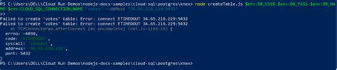 Nodejs Running Nodejs Script To Create Table From Local Machine