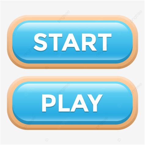 Set Tombol Start Dan Play Game Dengan Warna Biru Vektor Tombol Bintang