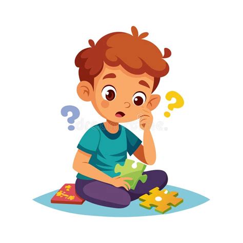 Boy Solving Jigsaw Puzzle Stock Illustrations 151 Boy Solving Jigsaw