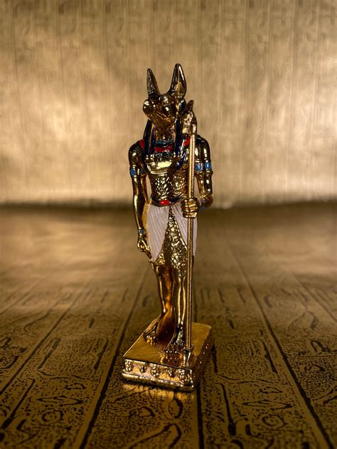Vintage Gold Anubis Mini Statue Egyptian God Anpu Solid Etsy