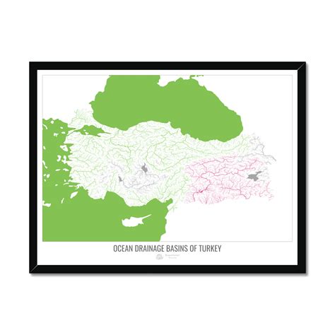 Turkey Ocean Drainage Basin Map White V2 Framed Print
