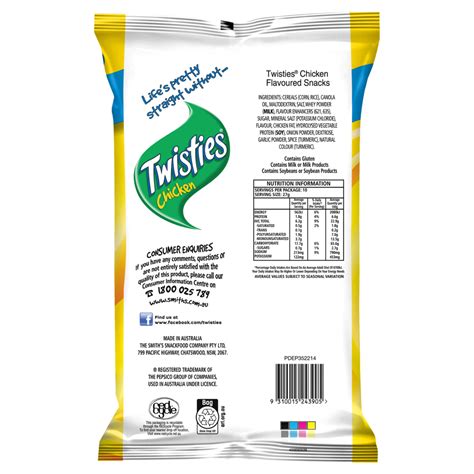 Twisties Chicken Flavoured Snacks Party Bag 270g Kmart