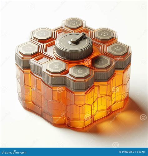 Hexagonal Plastic Container Of Honey With A Spout For Pourin Stock