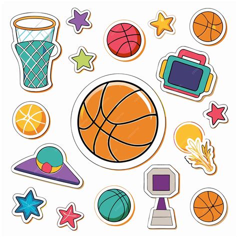 Basketball Stickers Orange Red Green And More Premium Ai Generated Vector