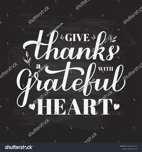 Give Thanks Grateful Heart Calligraphy Hand Stock Vector Royalty Free
