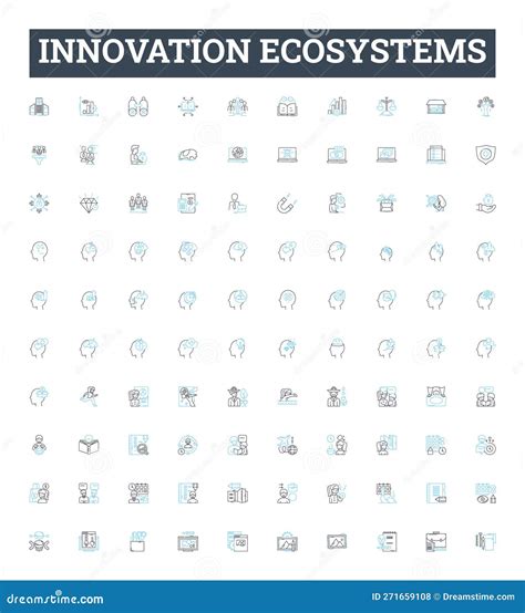 Innovation Ecosystems Linear Icons Set Collaboration Technology