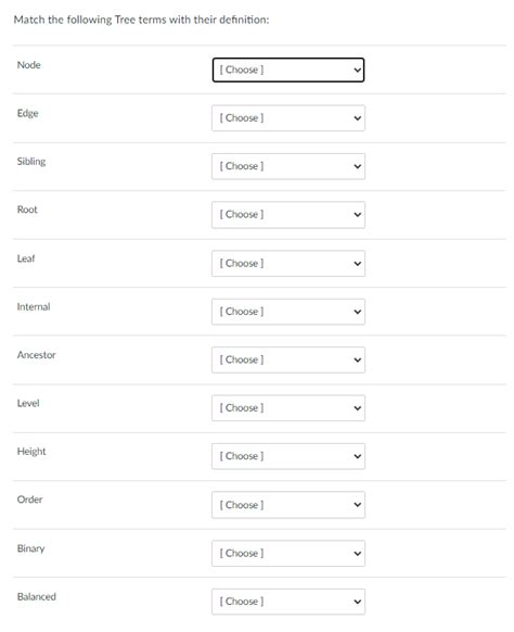 Solved Match The Following Tree Terms With Their Definition