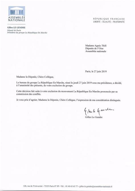 Formule de politesse à un député tout degorgement