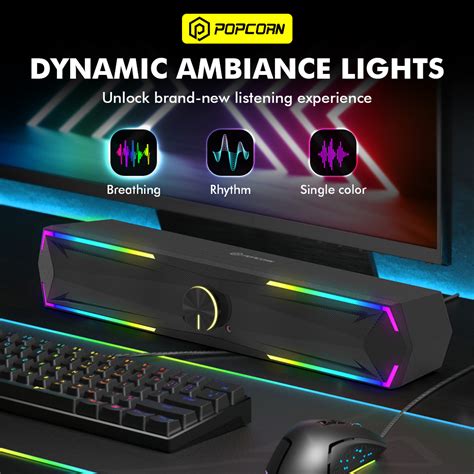 Popcorn Rgb Bluetooth Computer Speaker Hifi Sound Gaming Portable Desk Soundbar Shopee Philippines