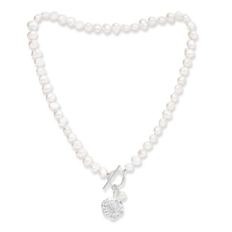 Vita Cultured Freshwater Pearl Necklace With Silver Cherry Blossom