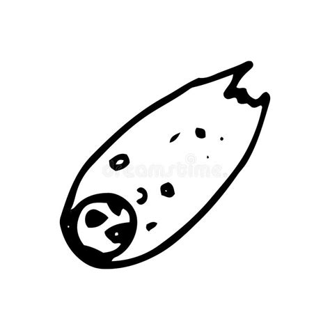 Asteroid Doodle Style Vector Illustration Meteorite Stock Vector
