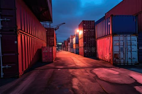 Container Ports With Containers And Ships In The Background Generative