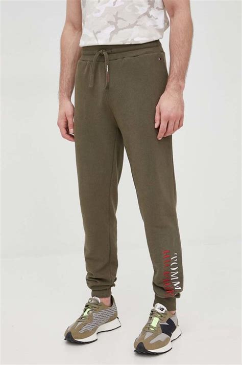 Спортивные штаны Tommy Hilfiger мужские цвет зелёный с аппликацией ...