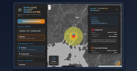 Nuclear Blast Radius Calculator Nuclear Blast Simulator