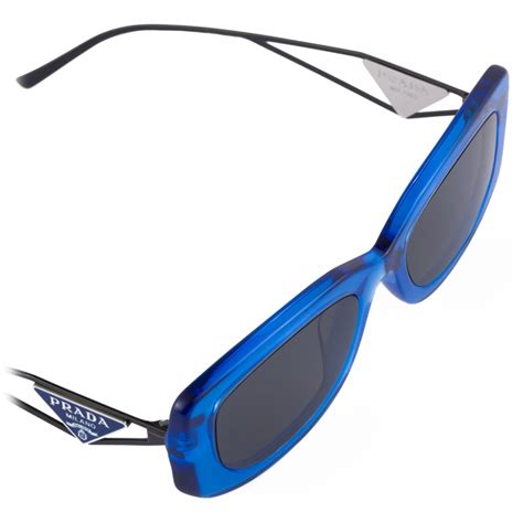 Prada Prada Symbole Rectangular Sunglasses Crystal Electric Blue Slate Gray Prada