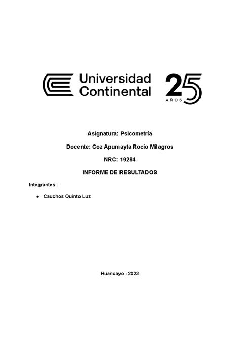 Informe Mcmi Iii L Asignatura Psicometría Docente Coz Apumayta Rocío Milagros Nrc 19284