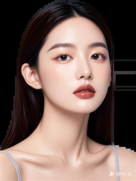 亚洲美女模特 医美模特 面部正脸 五官精致 颈部线条流畅 简约背景 抬头深邃眼眸 侧脸 浅唇色 无截切 半身无遮挡 高级感 现代风格 朴素大方 素颜 大中景 模特 哑光裸色口红副本图片医美
