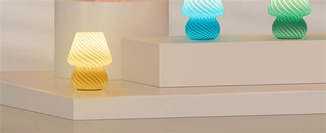ONEWISH Mushroom Lamp Small Bedside Table Lamp With Striped Glass