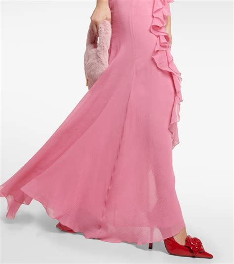 Ruffle Cotton And Silk Maxi Dress In Pink Blumarine Mytheresa