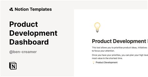Product Development Dashboard Notion Template
