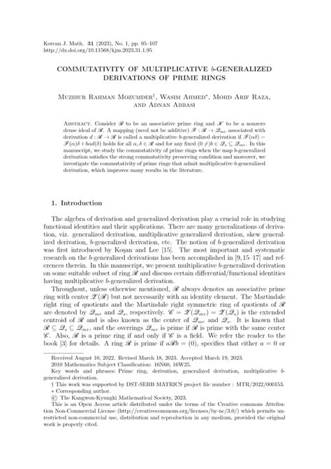 Pdf Commutativity Of Multiplicative B Generalized Derivations Of