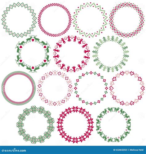 Christmas Nordic Circle Frames Stock Illustration Illustration Of