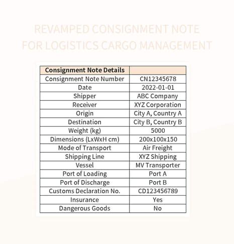 Free Consignment Note Templates For Google Sheets And Microsoft Excel