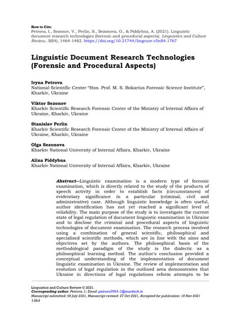 Pdf Linguistic Document Research Technologies Forensic And