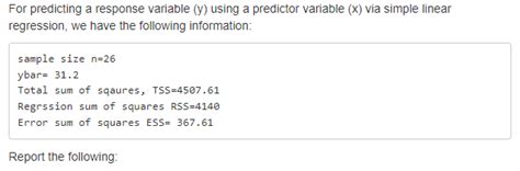 Solved For Predicting A Response Variable Y Using A Chegg