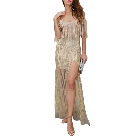 European And American Sling Sequined Sexy Halter Dress New V Neck Deep