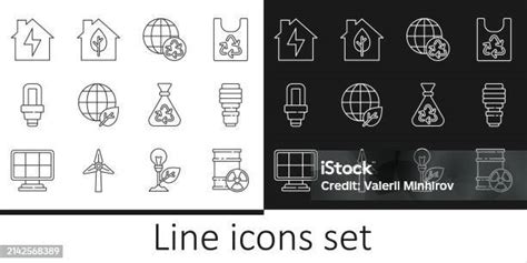 배럴 Led 전구 행성 지구와 재활용 지구 지구 잎 집 번개 재활용 쓰레기 봉투 및 환경 친화적 인 집 아이콘에 방사성 폐기물을 설정합니다 벡터 0명에 대한 스톡 벡터 아트